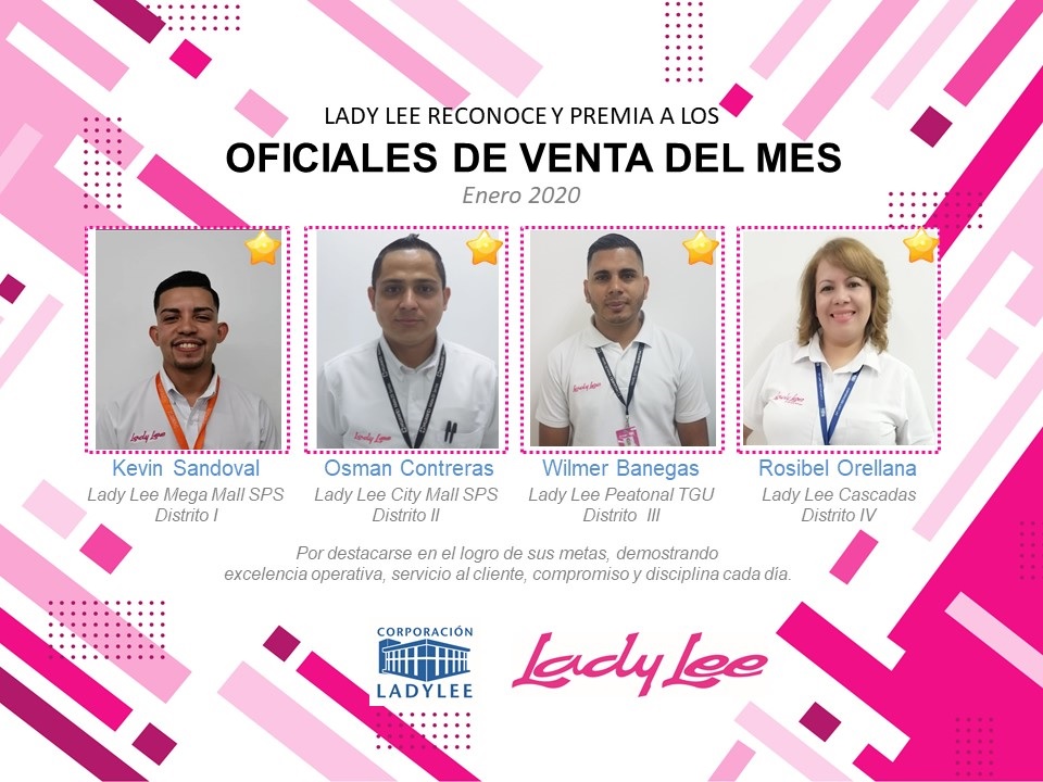 Mejores oficiales de ventas de Lady Lee en Enero - Corporación Lady Lee